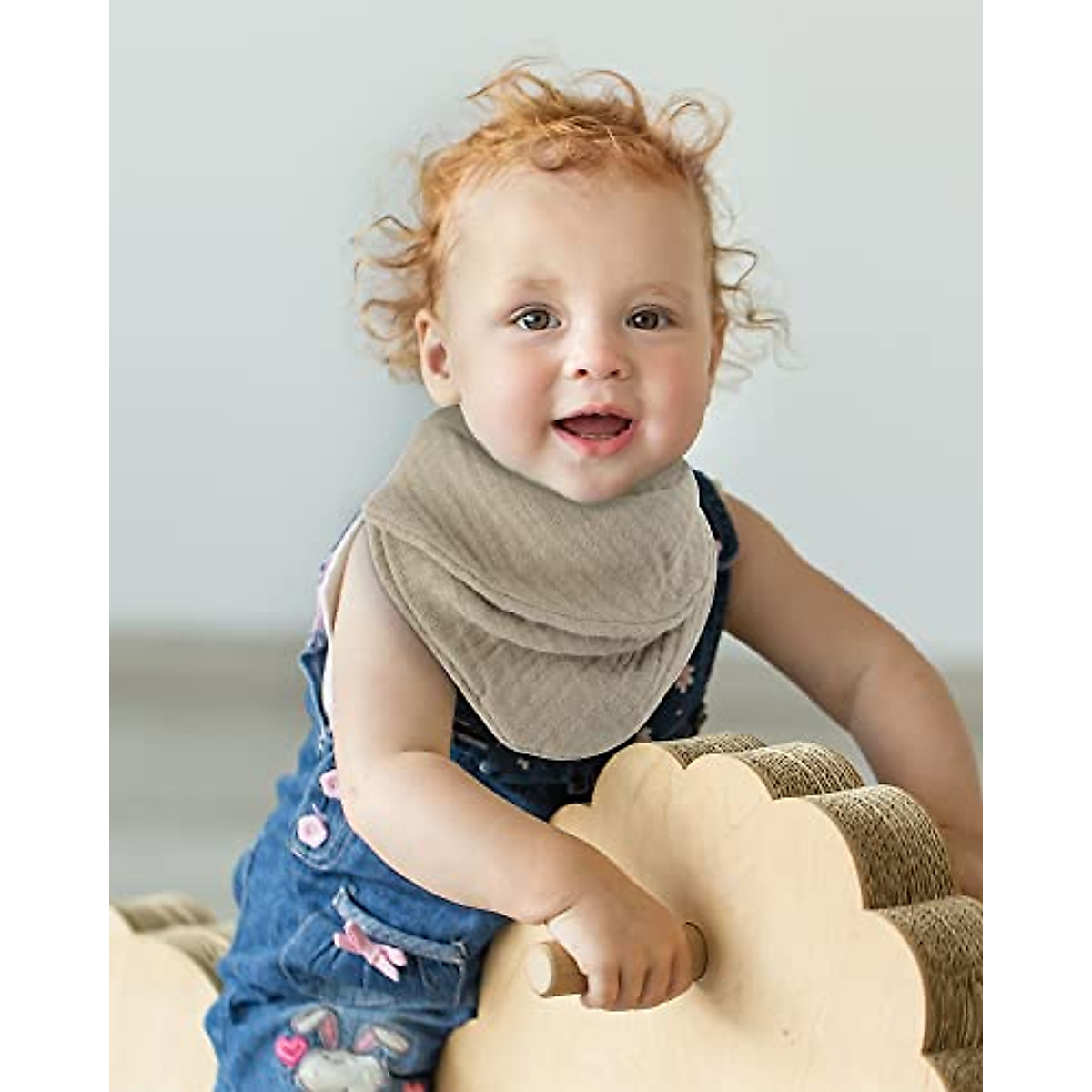 Muslin Bandana Bibs, Soft Absorbent 2 Layers Drool Bibs with Adjustable Snap Closure, Multi-Use Scarf Bibs for Heavy Droolers Baby Girls Boys Unisex Newborns Infants Toddlers (8 Solid color)