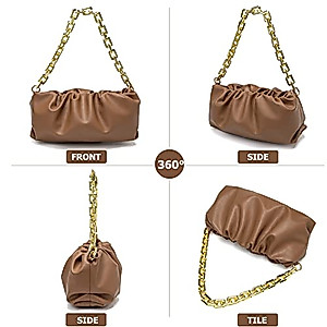 TUGONK Women's Designer Shoulder Bag Ruched Cluch Purse Dumpling Shoulder Bag Chain Pouch Bag for Women