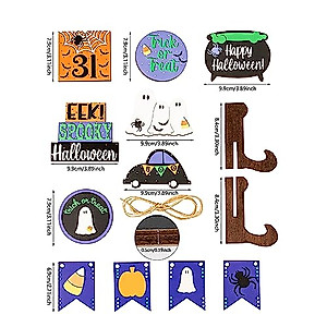 Halloween Decorations - Halloween Tiered Tray Decor -Wood Book Stack Sign Witches Cauldron Halloween Garland Halloween Decorations for Home Halloween Fall Decorations Indoor