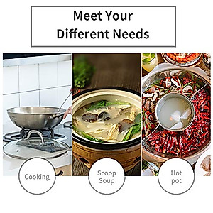 Newness Soup Ladle, [Rustproof, Heat Resistance, Integral Forming] Durable 304 Stainless Steel Soup Spoon with Vacuum Ergonomic Round Handle, Cooking Spoon for Kitchen, 13.7 Inches