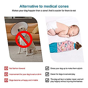 LovinPet Large Dog Onesies, UV Protection, Post Surgery Comfort Clothes, Lightweight Flannel Fabric, Light Pink Baby Elephant Print, Undershirt for Dog Dresses,Blue XXL