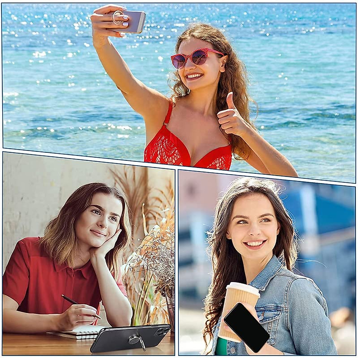 HGJTF Cover for Motorola ThinkPhone (6.6") with 2 X Tempered Glass Protective Film, 360° Cell Phone Metal Ring Holder, [Ultra-Thin Clear Soft TPU Shockproof Shell] Phone Case for Motorola ThinkPhone