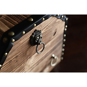 Vintiquewise Large Wooden Decorative Pirate Lockable Trunk with Lion Rings
