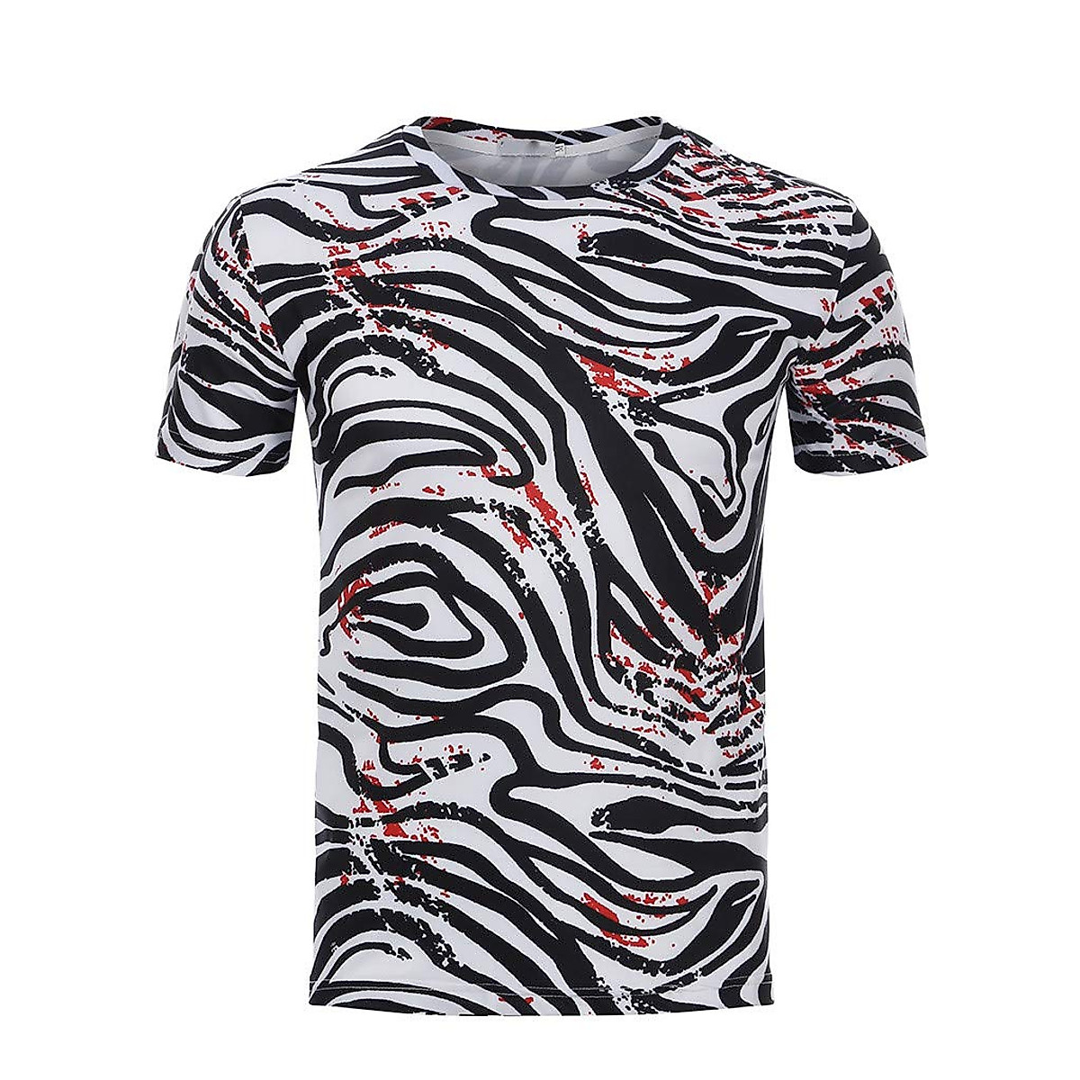 YOMXL T Shirt for Men Zebra Black White Striped Short Sleeve O-Neck Tops Crew Neck Tees