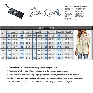 AK Women's Embroidered Tops Mexican Shirt V Neck Summer Casual Tops Peasant Tunic Loose Blouse (Small, 127-Yellow)