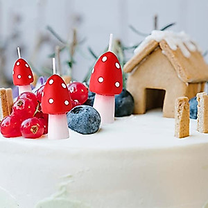 3 Pcs Birthday Candles Mushroom Candles, Mushroom Cake Decorations Forest Woodland Mushroom Cake Cupcake Topper for Birthday Baby Shower Party Supplies and Wedding Favor