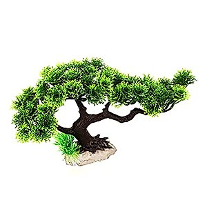 STOBOK Artificial Pine Tree Pets Plastic Plants Aquarium Bonsai Tree Rock Bonsai Ornament for Aquarium Fish Tank