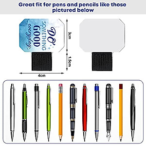 12 Pack Pen Loop Holder with Inspirational Quote Self Adhesive Pen Holder Pen Clip for Notebook Pen Holder Leather Pencil Holder with Elastic Pen Loops for Planner Journals Calendars Tablet Case