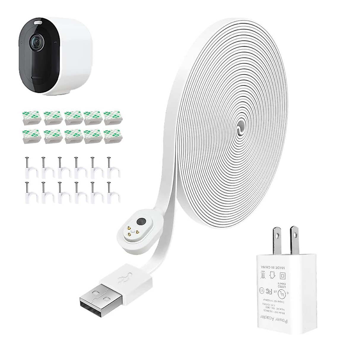 20FT Power Adapter and Magnetic Charging Cable for Arlo Pro 3/Pro 4/Pro 5S 2K/Ultra/Ultra 2 Camera,JJMASEE Weatherproof Outdoor Power Cord and Charger for Arlo(Not for Pro3 Floodlight/Pro2/Essential)