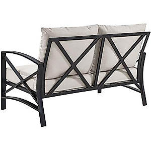 Crosley Furniture KO60008BZ-OL Kaplan Outdoor Metal Loveseat, Oiled Bronze with Oatmeal Cushions