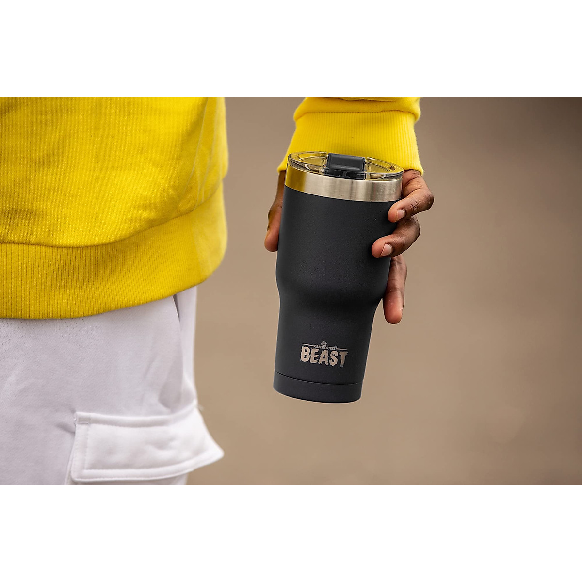 Beast 30 oz Tumbler Stainless Steel Vacuum Insulated Coffee Ice Cup Double Wall Travel Flask (Matte Black)