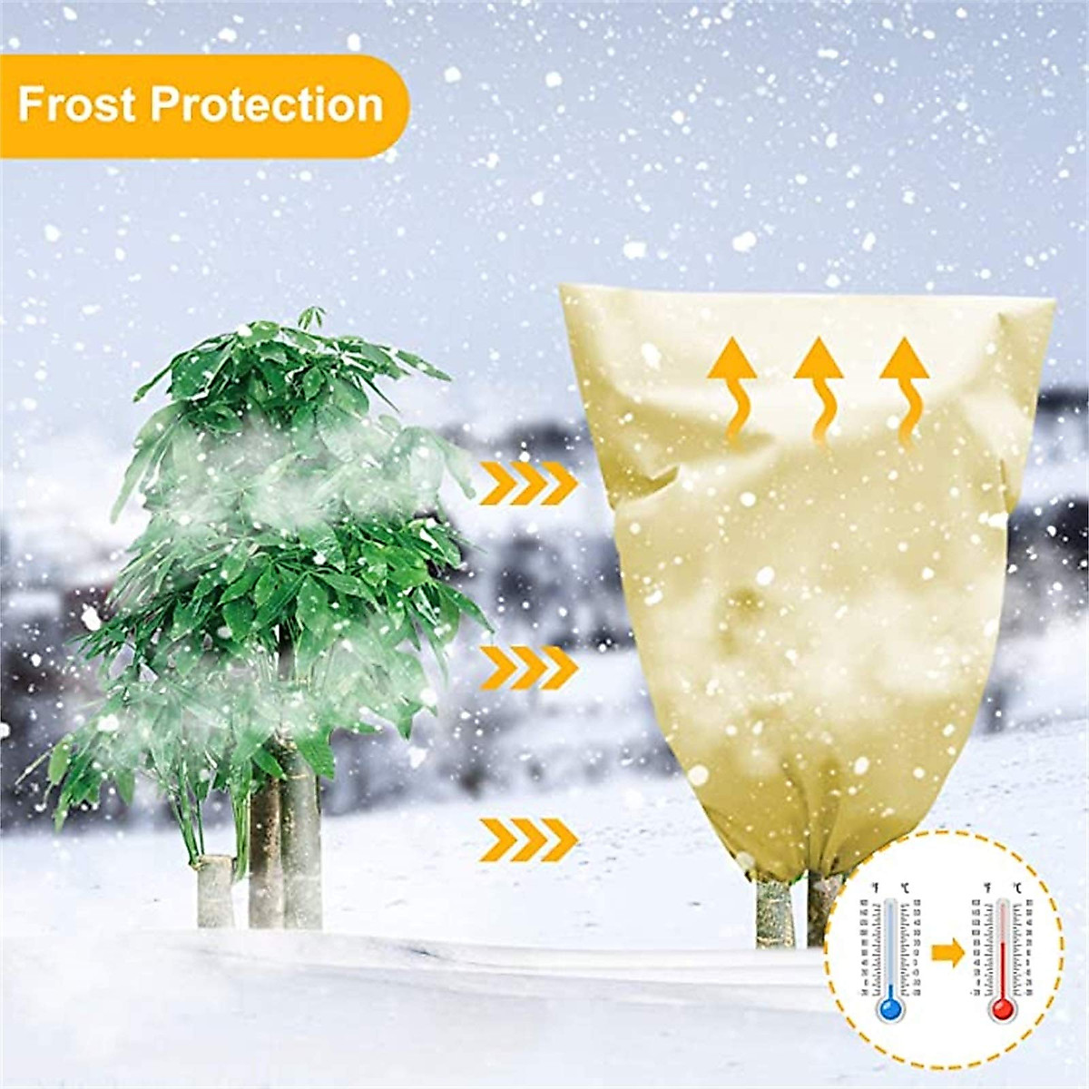 5 Packs Plant Covers Freeze Protection 22.8" Wx30.7 H 2.4oz Tree Cover for Fruit Shrubs Winter Protection Sun Pest Frost Cold with Drawstring Plants Bags Small