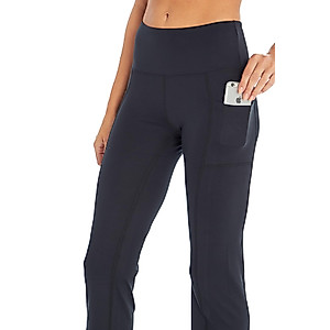 Bally Total Fitness Women's Standard High Rise Pocket Slim Bootcut Pant, Black, Large