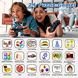 Kids Smart Game Watch with 24 Games HD Touch Screen Video Camera Music Player Pedometer Flashlight Alarm Clock 12/24 hr, Gifts for 5-12 Year Olds Boys
