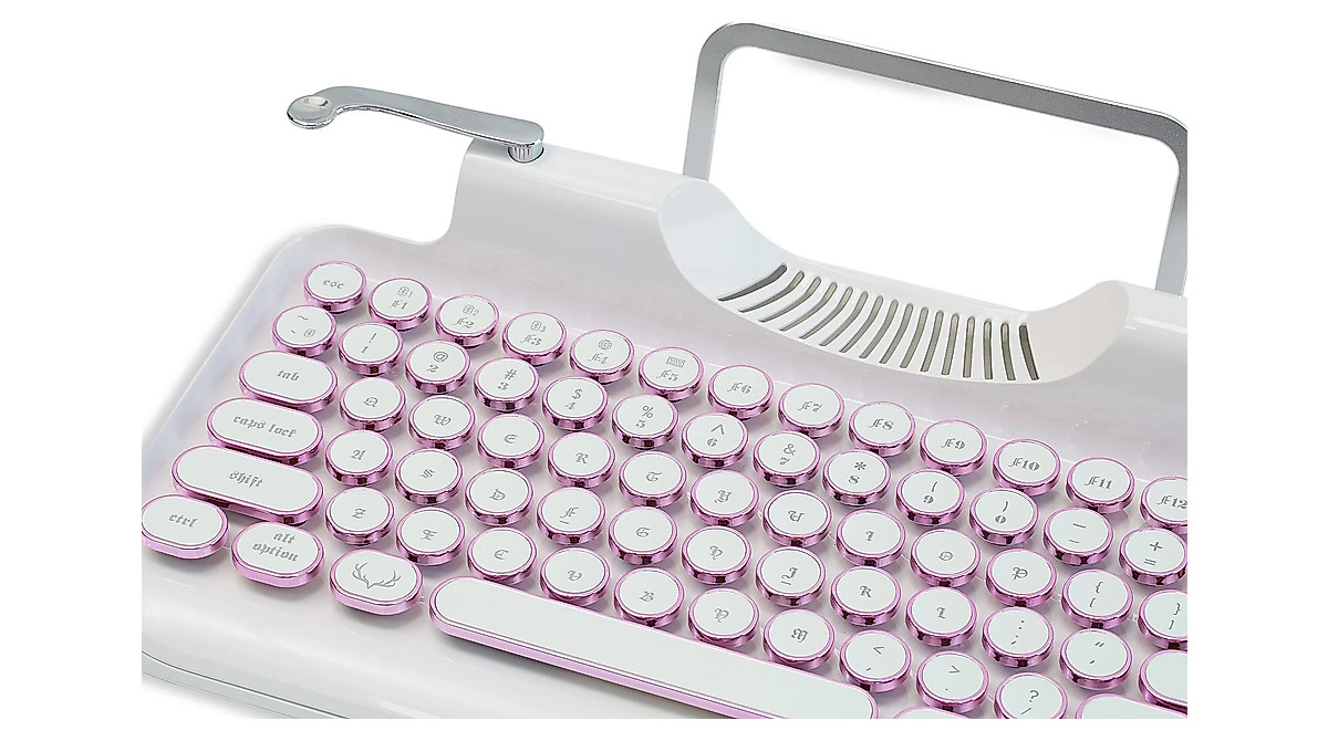RYMEK Retro Mechanical Keyboard with Tablet Stand - Wireless & Wired