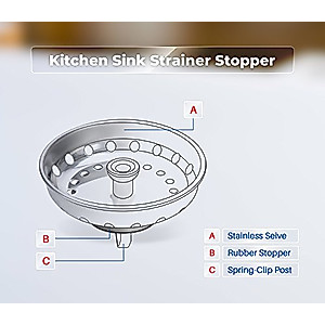 K&J Kitchen Sink Strainer Stopper - 2-in-1 Stainless Steel Spring Clip Kitchen Sink Drain Strainer and Stopper (Spring Clip - Universal)