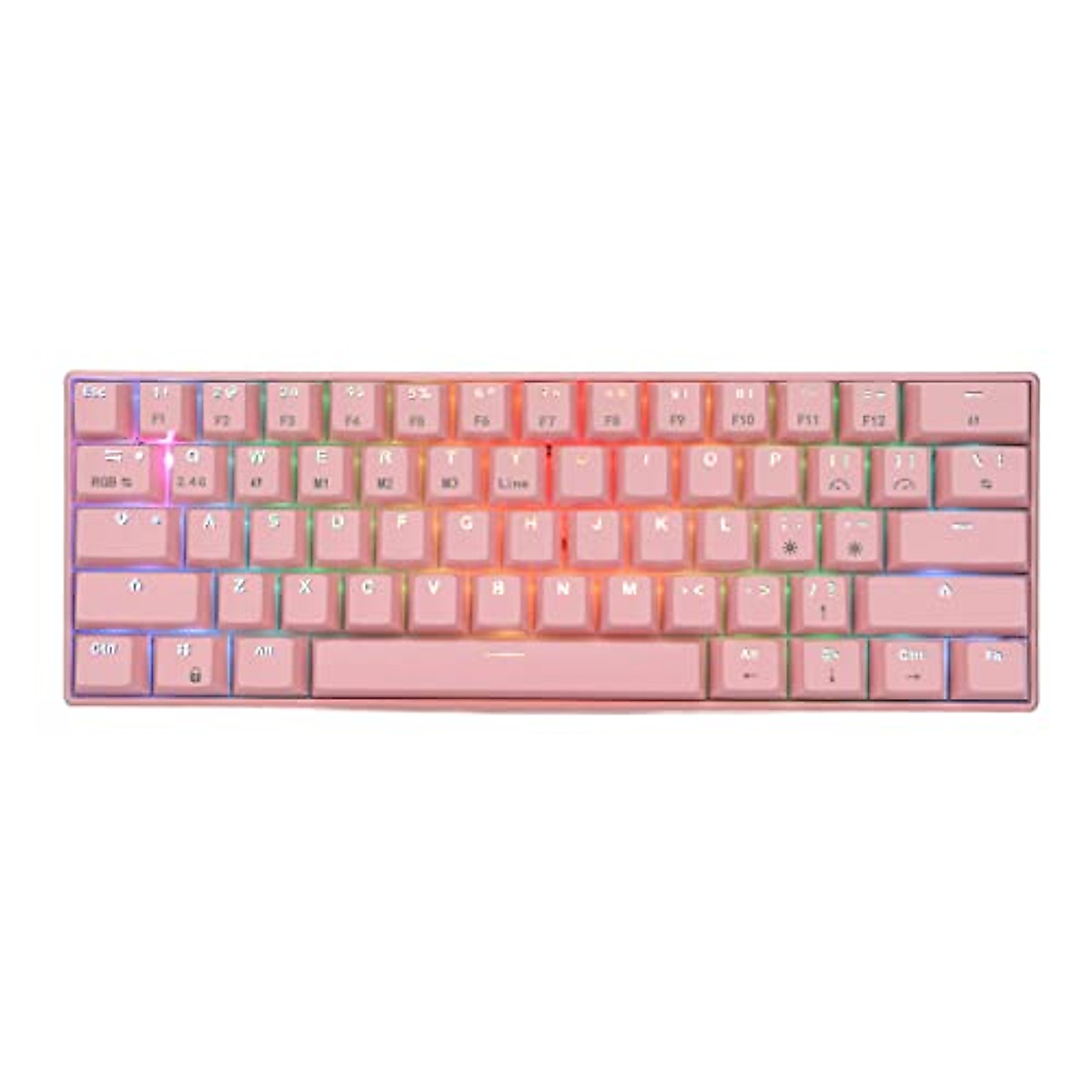 Kafuty-1 Mechanical Gaming Keyboard 60%, 61 Keys RGB Backlit Mini Ergonomic Wireless/Wired Bluetooth Keyboard, for PS4 PC Mac Gamer, Typist, Travel (Green axis)