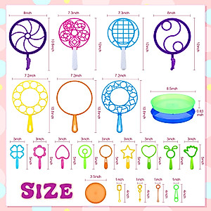 Lenwen 99 Pcs Big Bubble Wands Set, Giant Bubble Wands Toys Bulk with Tray Large Bubble Maker Mixed Size Funny Bubble Making Toys for Kids Summer Outdoor Party Favors Gifts Birthday Games