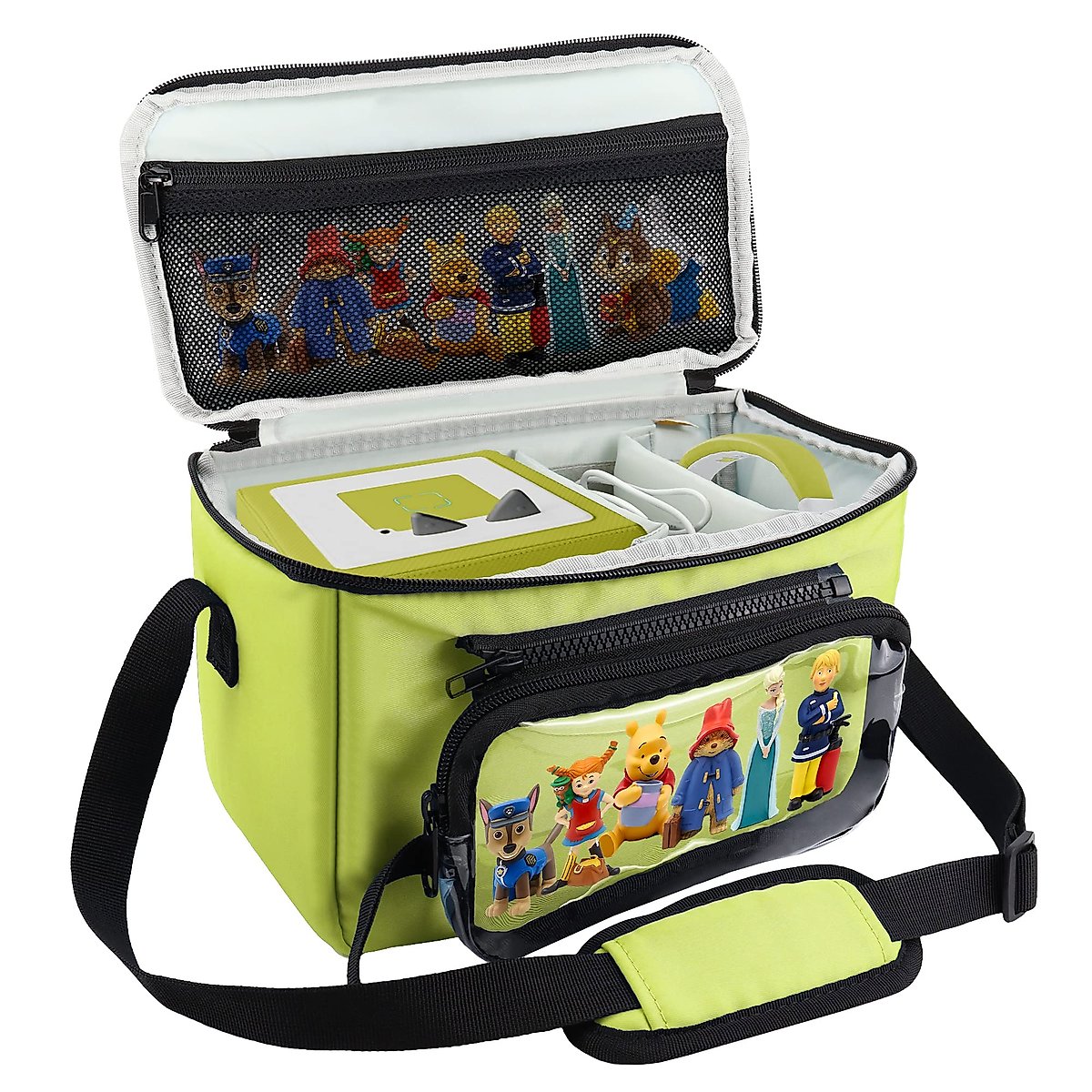 Annmore Carrying Case for Toniebox Characters, Storage Bag compatible with Yoto Player Starter Set, with Clear Bag for Tonies Figures Display and Collection, Green