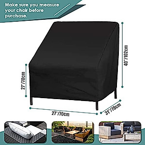 Gicov Patio Chair Cover for Outdoor Furniture Waterproof Heavy Duty Lawn 2 Pack Patio Furniture Cover Lounge Deep Seat Cover UV Resistant All Weather Protection for Garden Furniture