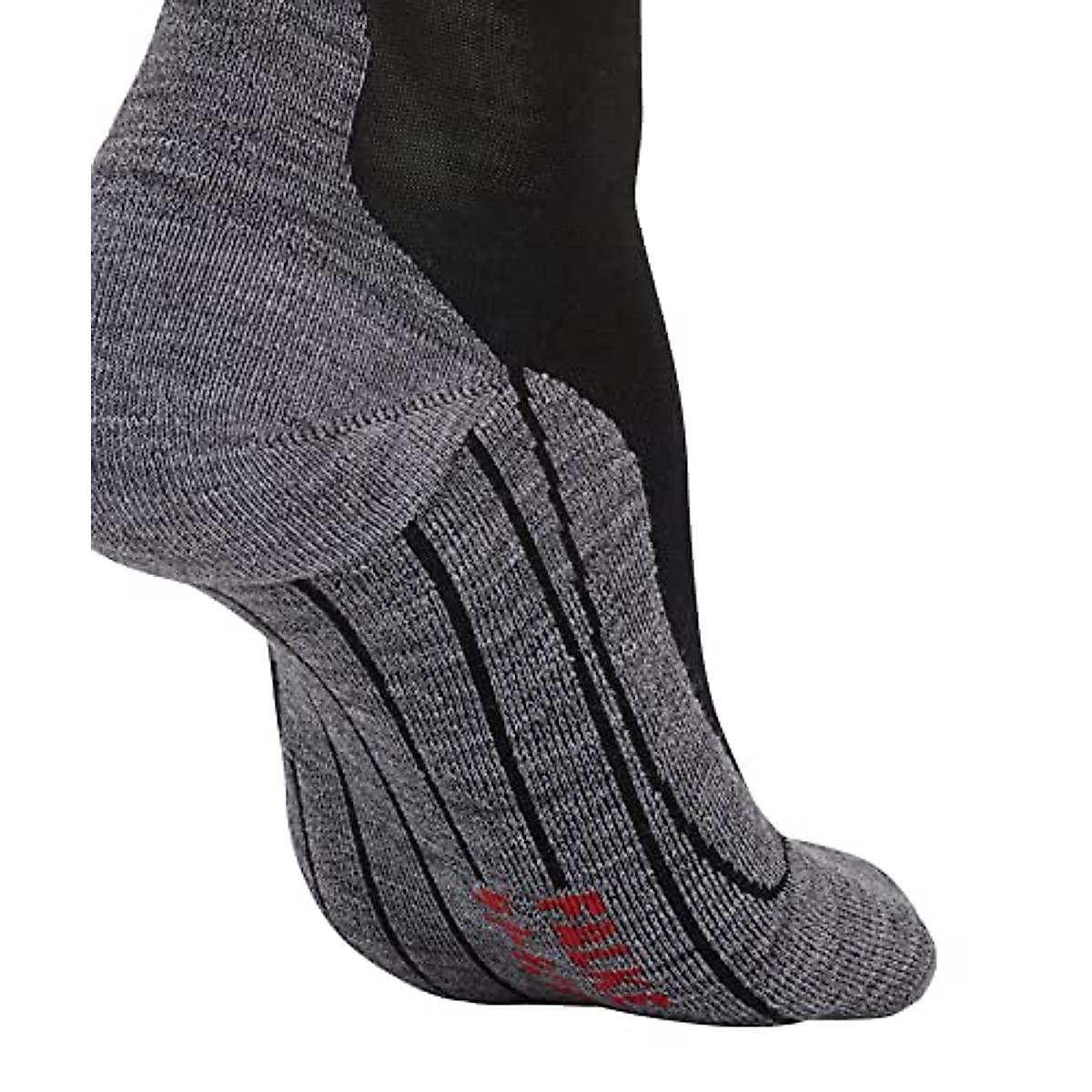FALKE Women's RU4 Endurance Wool Running Socks, Mid Calf, Medium Cushion, Athletic, Breathable Quick Dry, Merino Wool, Black (Black-Mix 3010), 5-6, 1 Pair