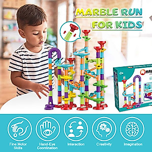 Marble Run for Kids Ages 4-8 - Maze Game DIY Educational Playset Birthday Gift for Ages 3+,Track Pipe Building Blocks Glass Marbles for Kids Birth Day Preschool, Toys for 3 Year Old Boys Christmas