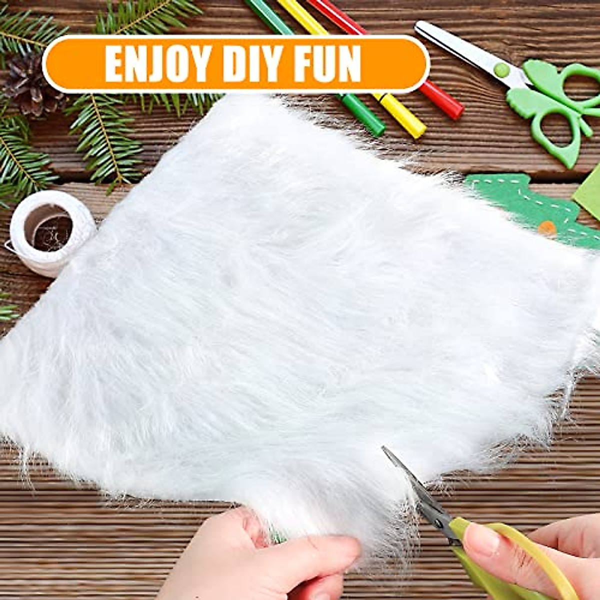 Qi propitious 4 Pieces 10 x 10 Inch Faux Fox Fur, Fluffy Fabric Squares Bulk, Shaggy Fur Patches Fake Fur for Crafts, Sewing Costume, Chair Cover, Seat Cushion