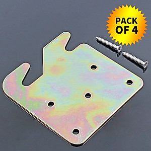 Suiwotin 4 Sets Bed Rail Hook Plates, Heavy Duty Bed Rail Fitting Bracket with Mounting Screws, Universal Wood Bed Rail Hooks Hardware for Bed Frames, Headboards, Foot-Boards (Galvanized Brass)