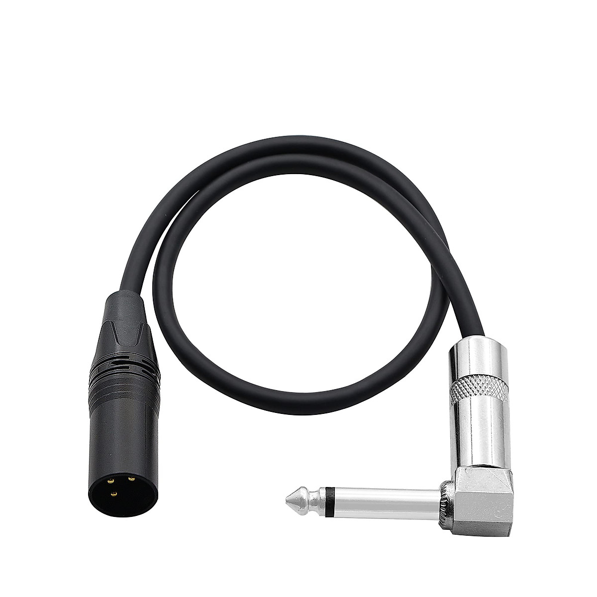 PNGKNYOCN Right Angle 6.35mm Mono to XLR 3 Pin Cable,90 Degree 1/4 Male to XLR Male Interconnect Cable for Soundbox, Microphone, Power Amplifier Etc(50cm)