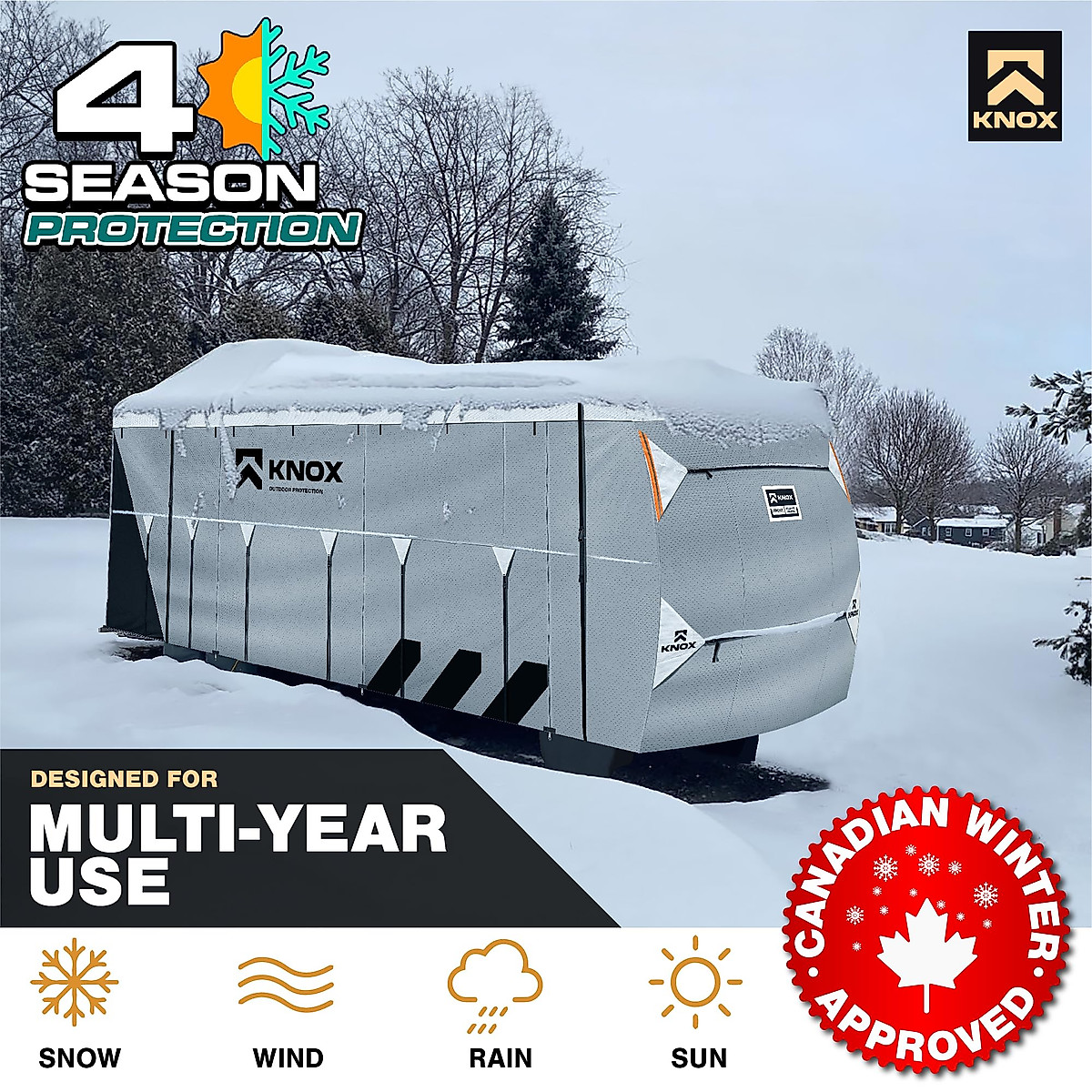 3rd Gen Motorhome RV Cover Class A, Anti-Tear 7 Layer APEX Fabric, Superior Class A Motorhome Cover, Camper RV Trailer Cover Includes Ladder Cover, Tire Covers, and Gutter Covers - Size 20-25 ft