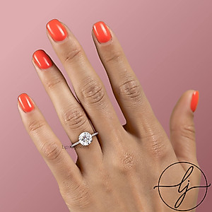 etneyjewels 14K Solid Gold Round Brilliant Cut 1.00Ct Simulated Diamond Engagement Ring Half Eternity Wedding Anniversary classic prong set diamond engagement ring (etneyjewels 14K White Gold, 3)