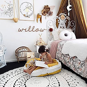 Large Floor Pillow Kids Round Floor Cushion Seating, Big Circle Pillow, Round Floor Pillows Seating for Children, Oversized Pillow Mat for Reading Nook Teepee Playroom Nursery Canopy, Yellow