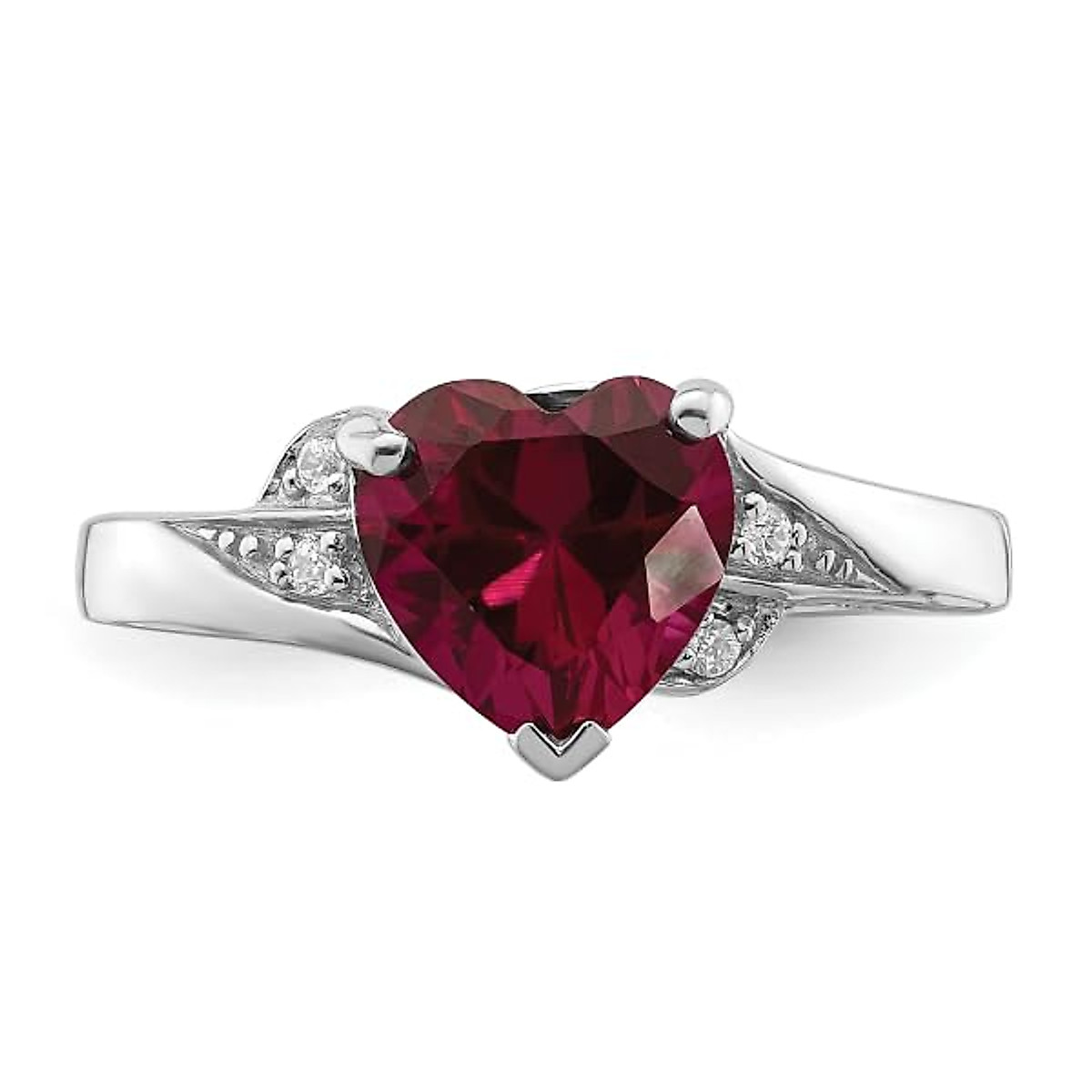 IceCarats 925 Sterling Silver Cubic Zirconia CZ Synthetic Red Ruby Heart Love Ring July Birthstone Jewelry Size 8