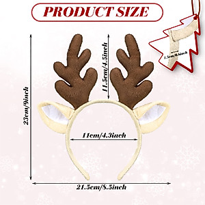 WILLBOND 2 Pieces Christmas Reindeer Antlers Headband Elf Hat Headband Deer Headband for Women Christmas Party Favors(Deer Horn)