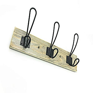 Sageme Wall Mounted Coat Rack, Wooden Entryway Vintage Rustic Coat Rack Hat Hanger Rack 3-Hook Rail for The Entryway, Bathroom, Bedroom, Kitchen, Mudroom Solid Wood (3 Hooks, Black)