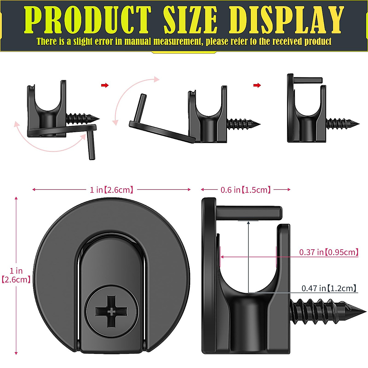 Lewufe Outdoor String Lights Hangers, Christmas Light Clips, Lights Hanger Hooks for Hanging Christmas Light, Fairy Lights, Outdoor Patio Lights, 30 Pack, Black