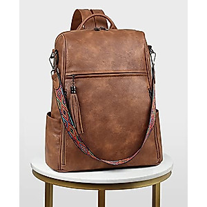 FADEON Laptop Backpack Purse for Women Large Designer PU Leather Laptop Bag, Ladies Computer Shoulder Bags