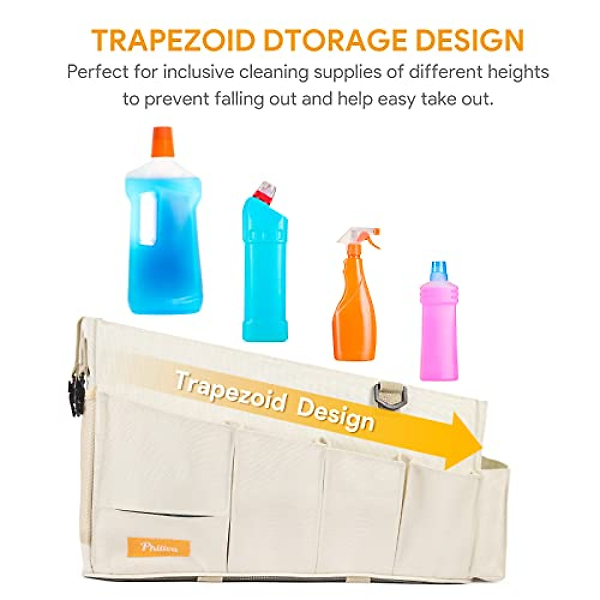 Philiva Large Cleaning Caddy Bag, Wearable 2 in 1 Cleaning Bag for Cleaning Supplies & Housekeepers with Handle and Shoulder Strap