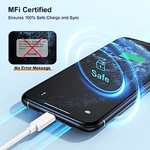 4Pack 10ft iPhone Charger Cable, [ Apple MFi Certified ] Long Apple Lightning to USB Cable 10 Feet, 10 Foot Fast iPhone Charging Cord for Apple iPhone 13 Pro/12 Mini/11/Pro/11/XS/MAX/XR/8/7/6/5/SE