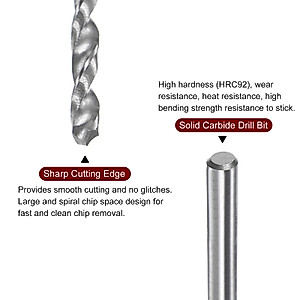 HARFINGTON Solid Carbide Drill Bit 2.1mm C3/K10 Tungsten Carbide Precision Mini Micro Straight Shank Twist Drill Bit for Stainless Steel Metal Plastic Wood