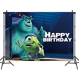 Cartoon Monsters Randall Boggs Photography Backdrops Blue Monsters Randall Boggs Kids Boys Birthday Newborn Baby Shower Supplies Photo Background 5x3ft Booths Studio Booth Props