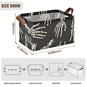 senya Halloween Storage Basket for Organizing, Skeleton Hands Halloween Large Storage Bins Boxes Containers Laundry Basket for Closet Organizers Clothes, B06D24026
