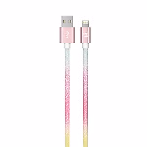 LAX Glitter Nylon Braided [Apple MFi Certified] Fast Charger iPhone Lightning Cable, iPhone Cord Compatible with iPhone 14/13 /12/11 Pro Max/XS MAX/XR/XS/X/8/7/SE/6S/ iPad & More (10FT-Pastel RBOW)