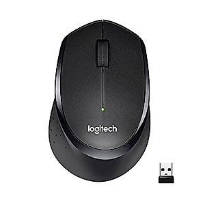 Logitech M330 SILENT PLUS Wireless Mouse, 2.4GHz with USB Nano Receiver, 1000 DPI Optical Tracking, 2-year Battery Life, Compatible with PC, Mac, Laptop, Chromebook - Black