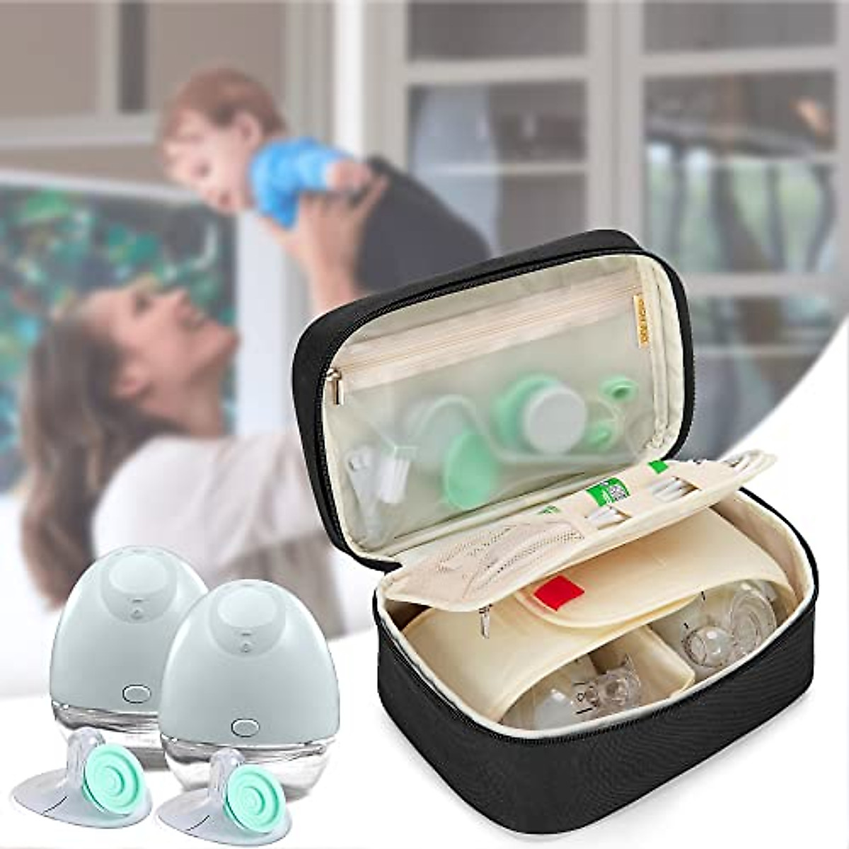 BAFASO Wearable Breast Pump Bag Compatible with Willow and Elvie Breast Pump, Case for Wearable Breast Pump and Extra Parts (Patent Pending), Black