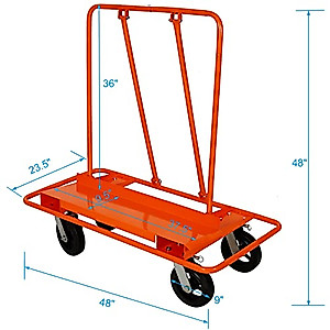 Heavy Duty Panel Dolly Cart with 4 Swivel Wheels, Dolly 2400lbs Load Capacity Handling Sheetrock, Wall Panel, Rolling Dolly for Garage, Home, Warehouse