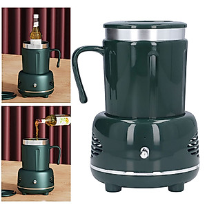 Coffee Mug Warmer and Cooler, 2 in 1 Beverag Fast Cooling Heating Coffee Mug Electric Drink Cooler Warmer Cup with Curved Handle Nonslip Pads, Coffee Cup Warmer for Coffee Milk Tea (Green)