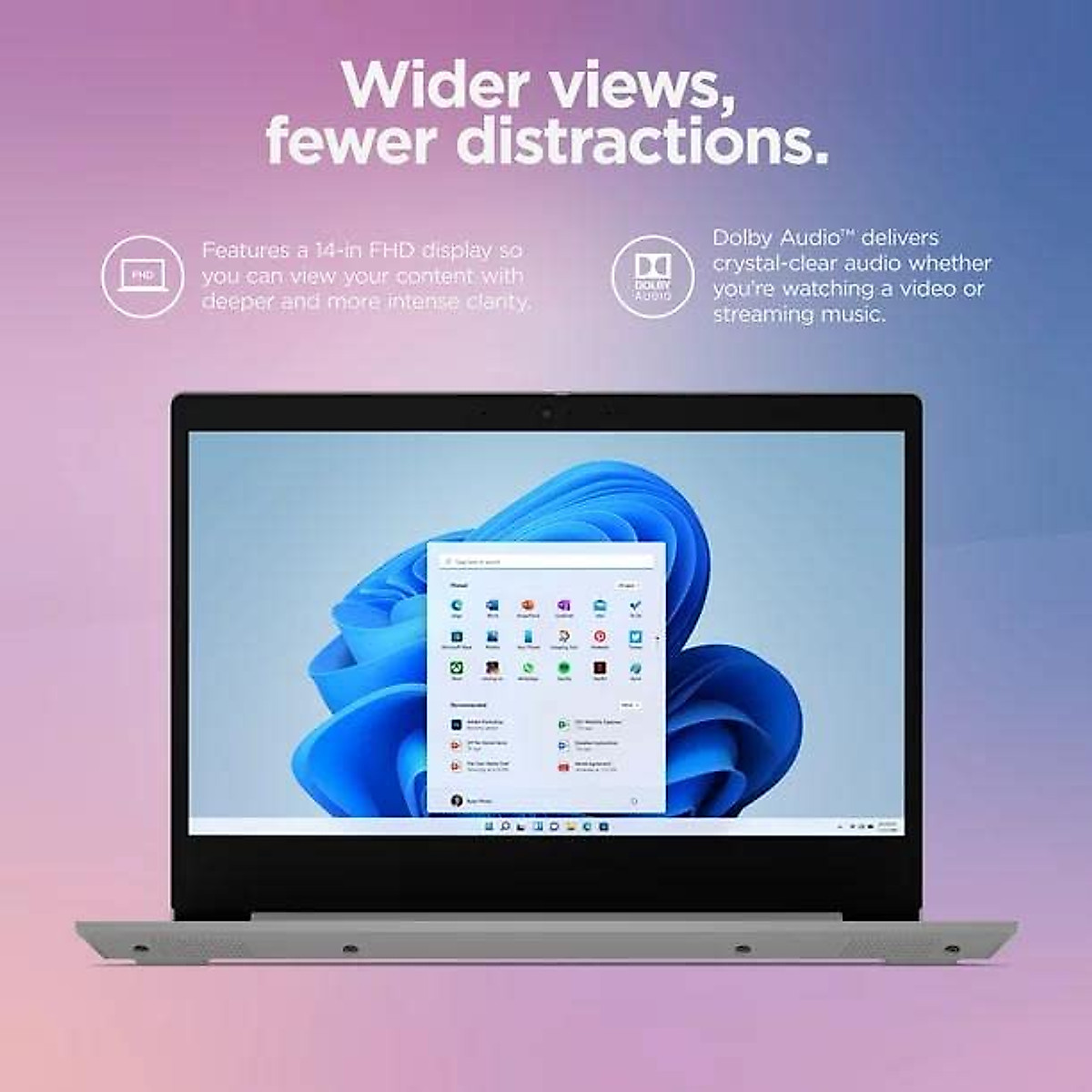 lenovo Newest IdeaPad Laptop, 14.0" HD Display,Intel Pentium N5030, 4GB DDR4 RAM, 256GB SSD, 1-Year Office 365, Webcam, HDMI, WiFi 6, Bluetooth, Windows 11 S, Cloud Grey, JVQ MP