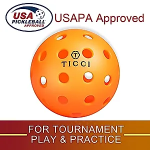 TICCI USAPA 40 Holes Outdoor Pickleballs USA Pickleball Approved Ball Orange 15 Pack