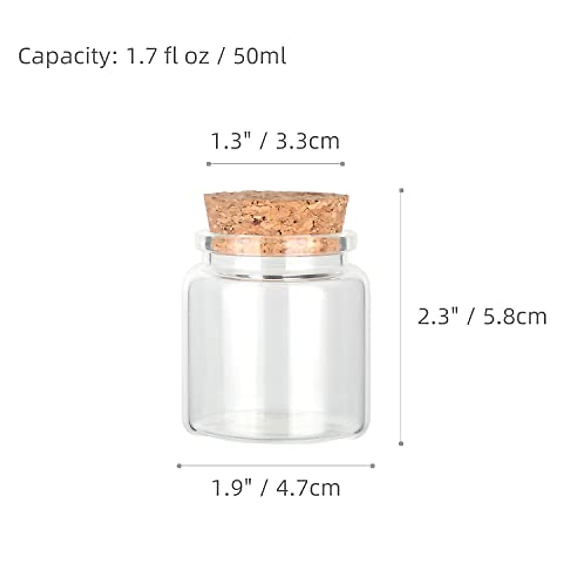 Magic Season Decorative Round Glass Bottles with Cork Stoppers (2 Pcs / 1.7 fl oz.)